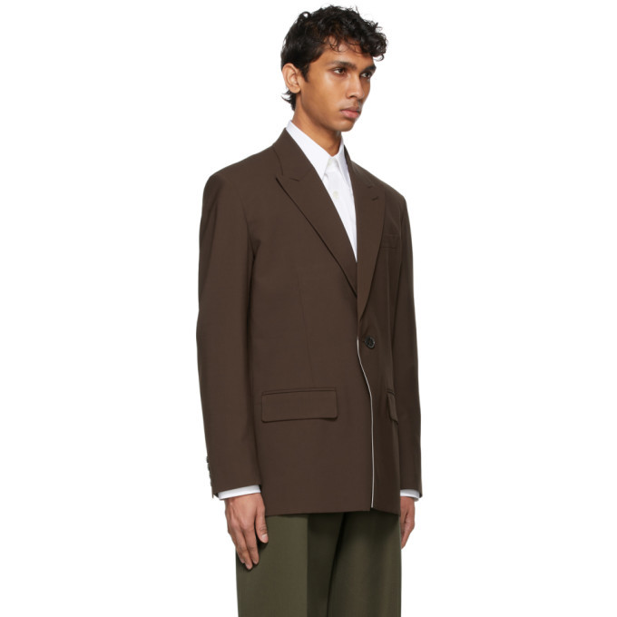 Valentino Brown Technical Wool Blazer Valentino