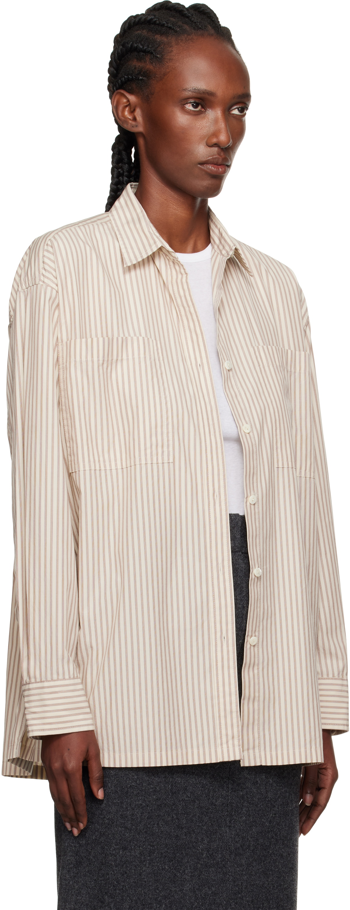 Nothing Written Beige Toro Oversized Stripe Shirt NOTHING WRITTEN
