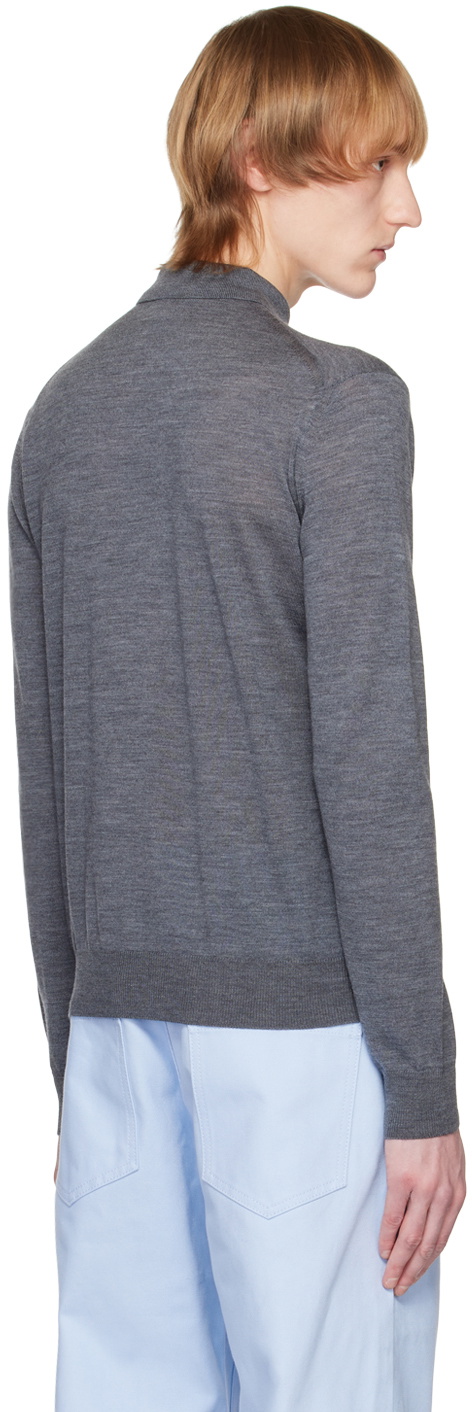 Raf Simons Gray Embroidered Polo Raf Simons