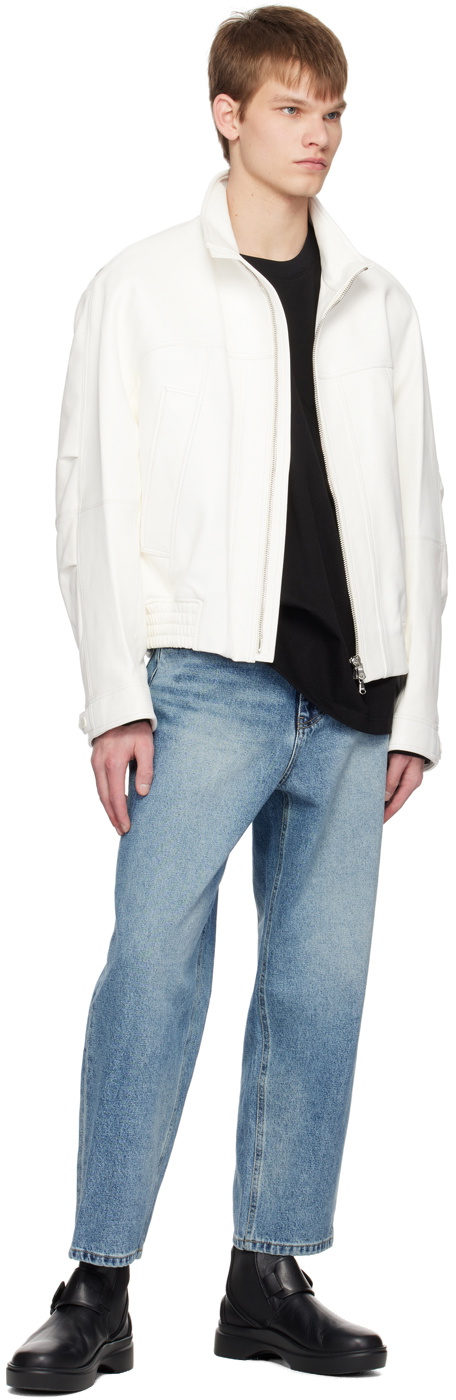 Solid Homme White Cropped Leather Jacket Solid Homme