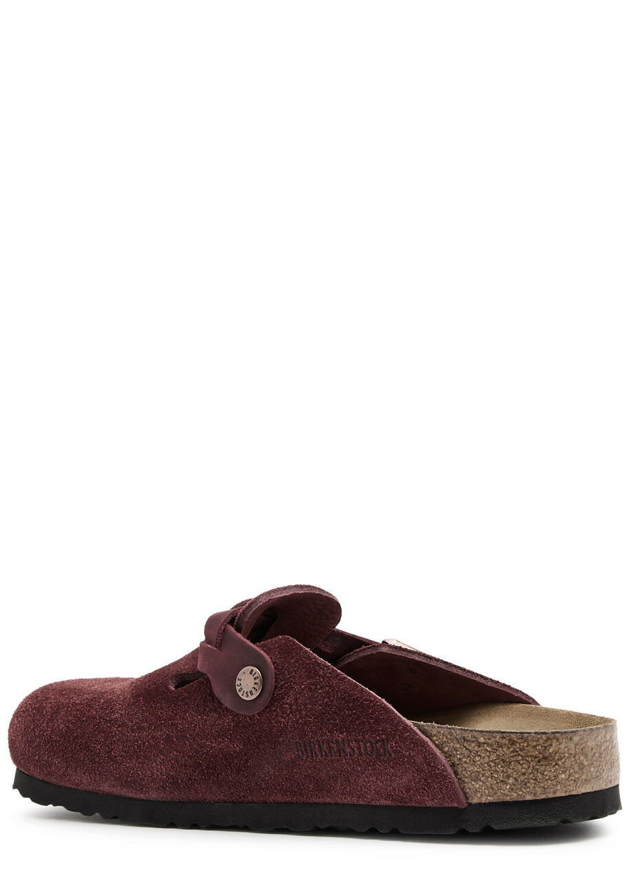 Birkenstock Boston Suede Sliders Burgundy Birkenstock