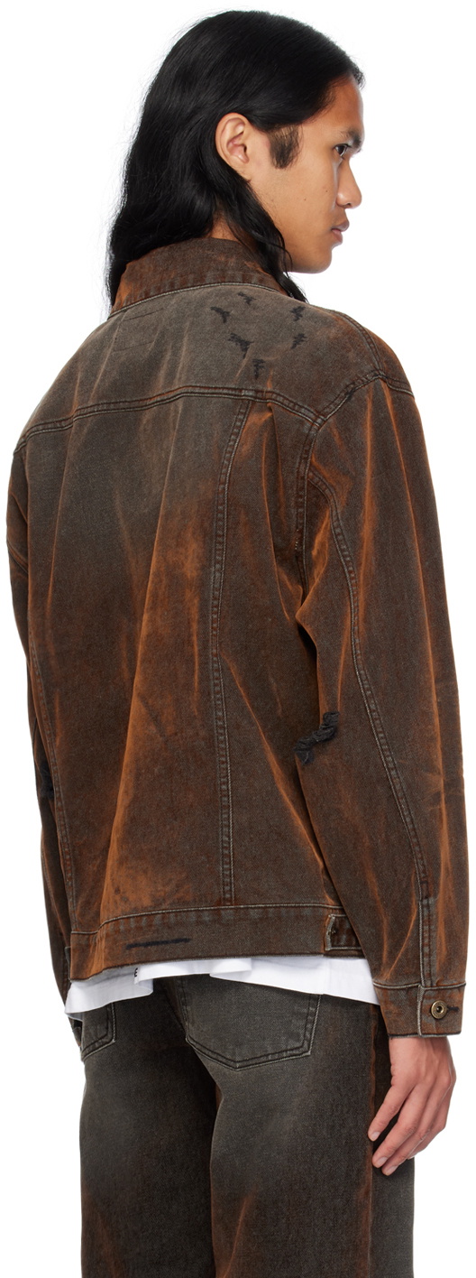 We11done Brown Distressed Denim Jacket We11done