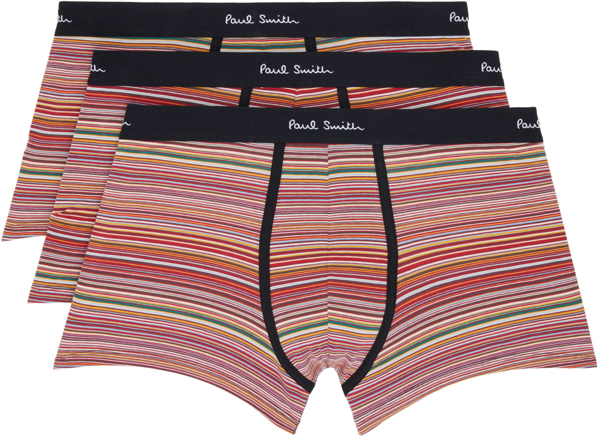 Paul Smith Three-Pack Multicolor Organic Cotton Signature Stripe Boxer ...