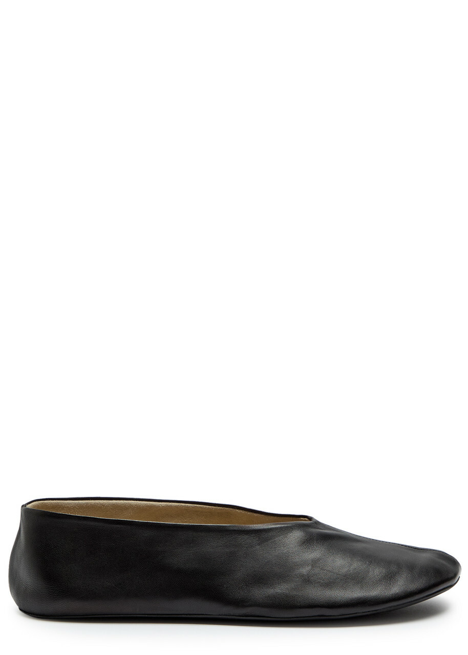 The Row Stella Leather Ballet Flats Black The Row