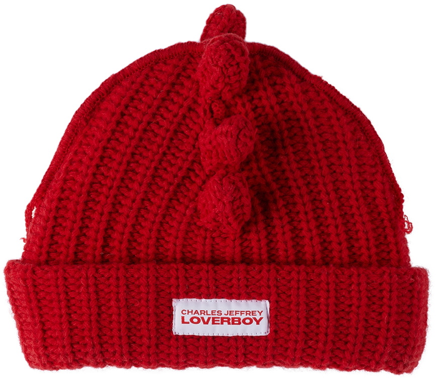 Charles Jeffrey LOVERBOY SSENSE Exclusive Baby Red Chunky Spikes Beanie ...