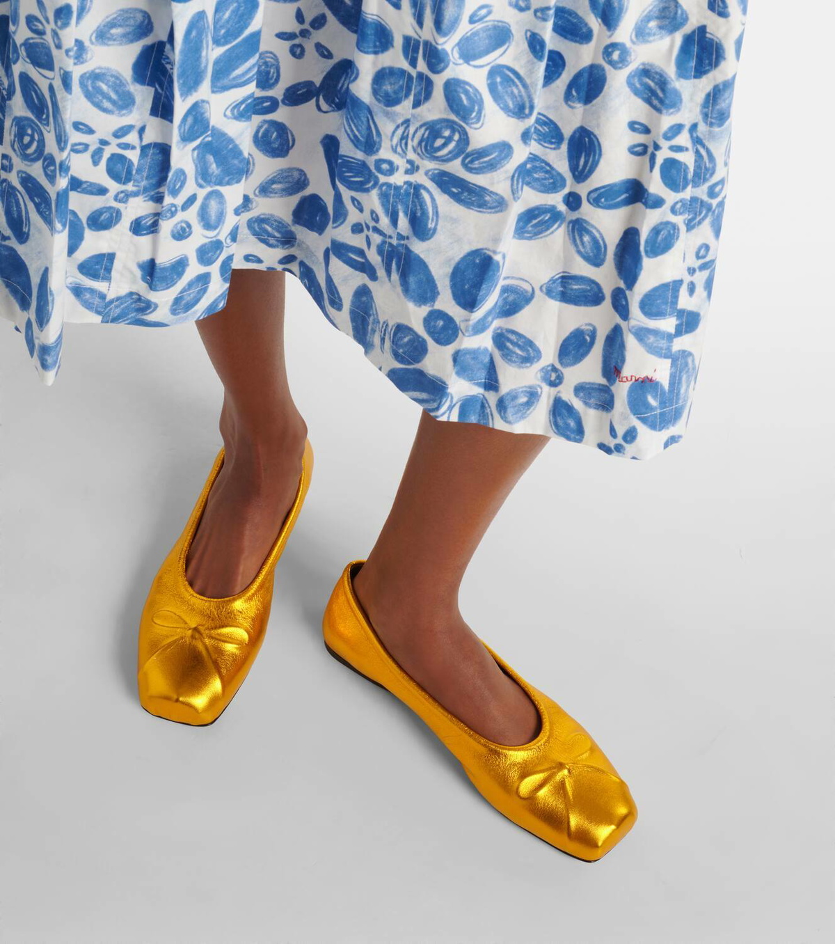 Marni Little Bow leather ballet flats Marni
