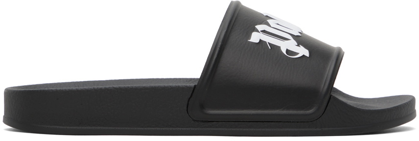 Palm Angels Black Embossed Slides Palm Angels