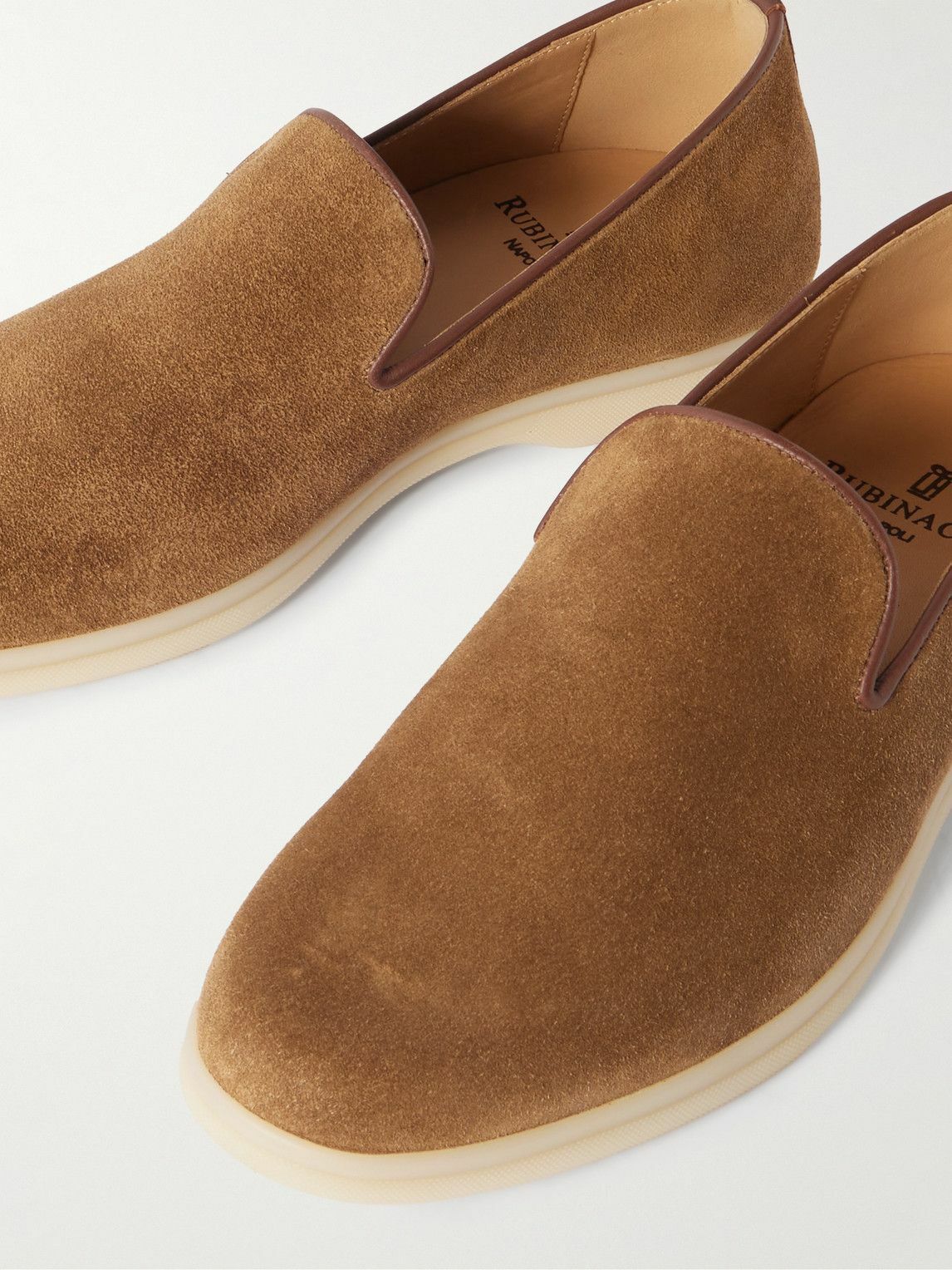 Rubinacci - Mod Mare Leather-Trimmed Suede Loafers - Brown Rubinacci