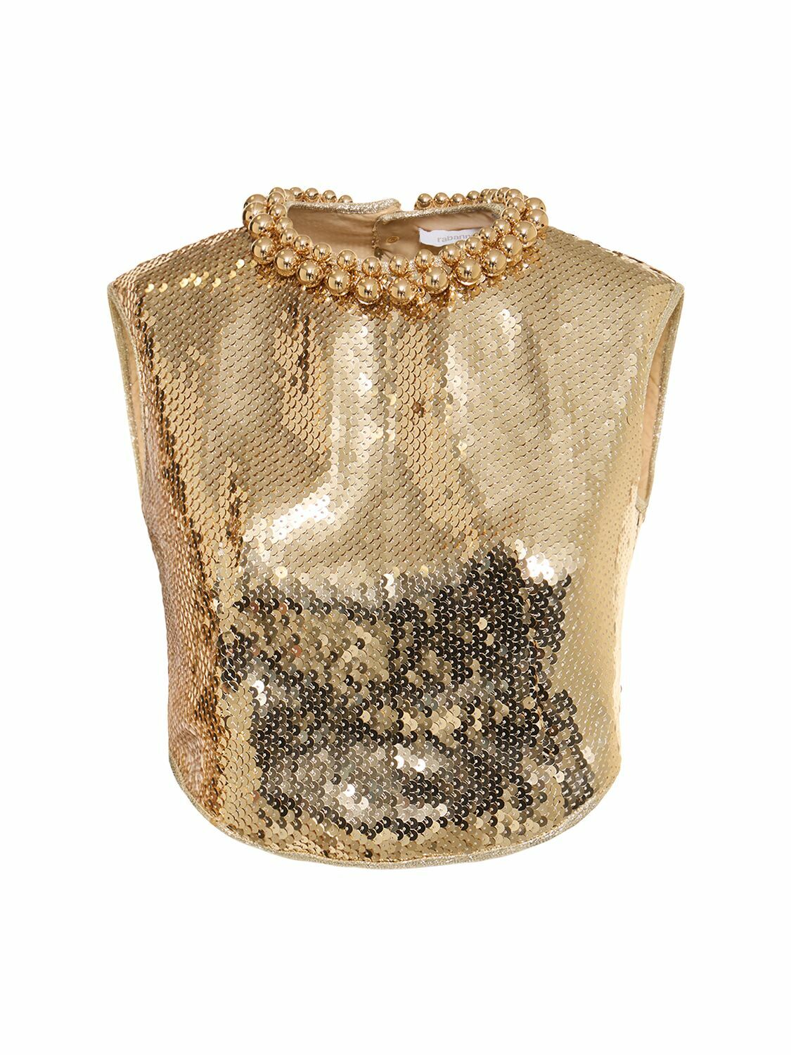 RABANNE Embellished Sequined Sleeveless Top Paco Rabanne