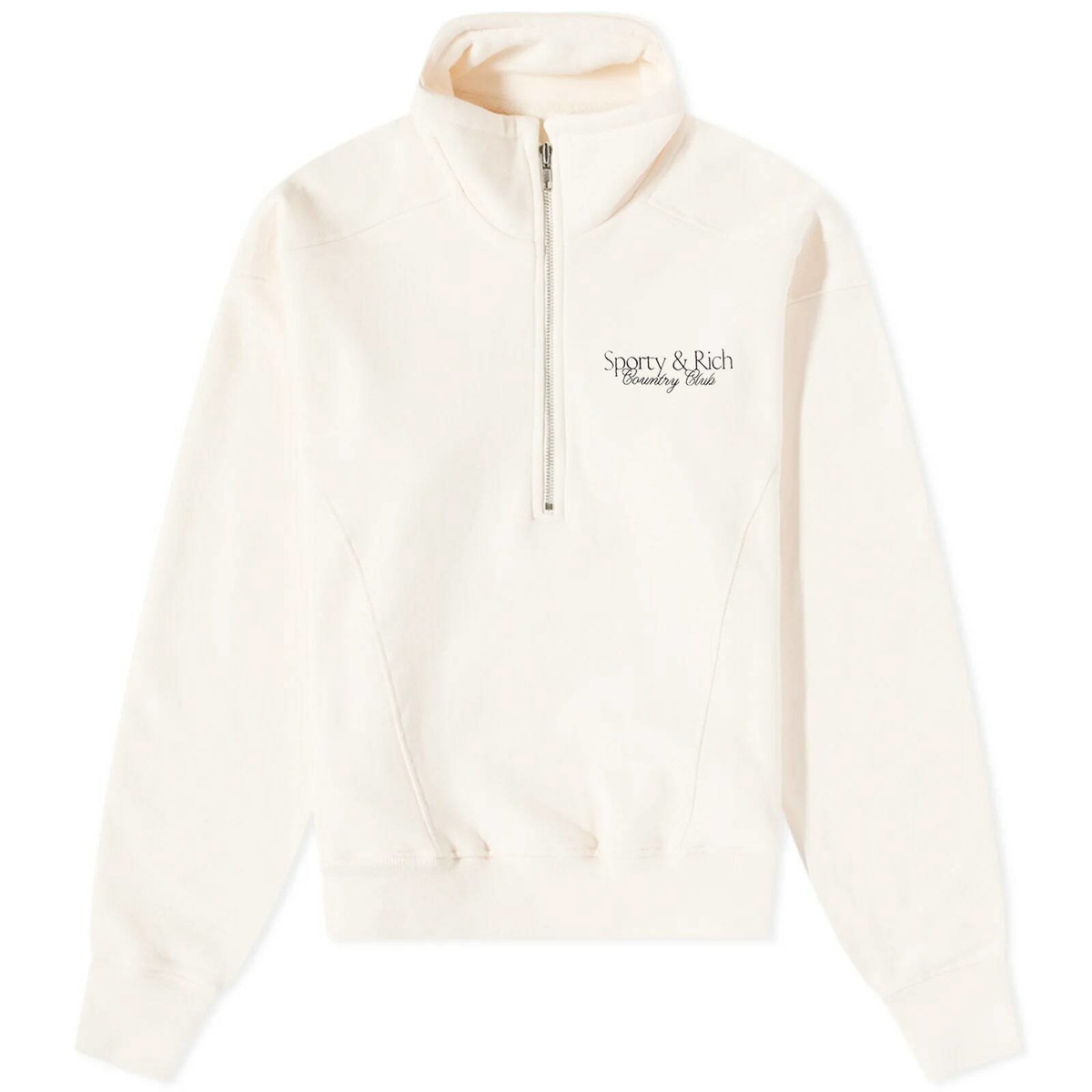 Sporty & Rich Men's SR Country Club Quarter Zip Sweat in Cream/Navy ...
