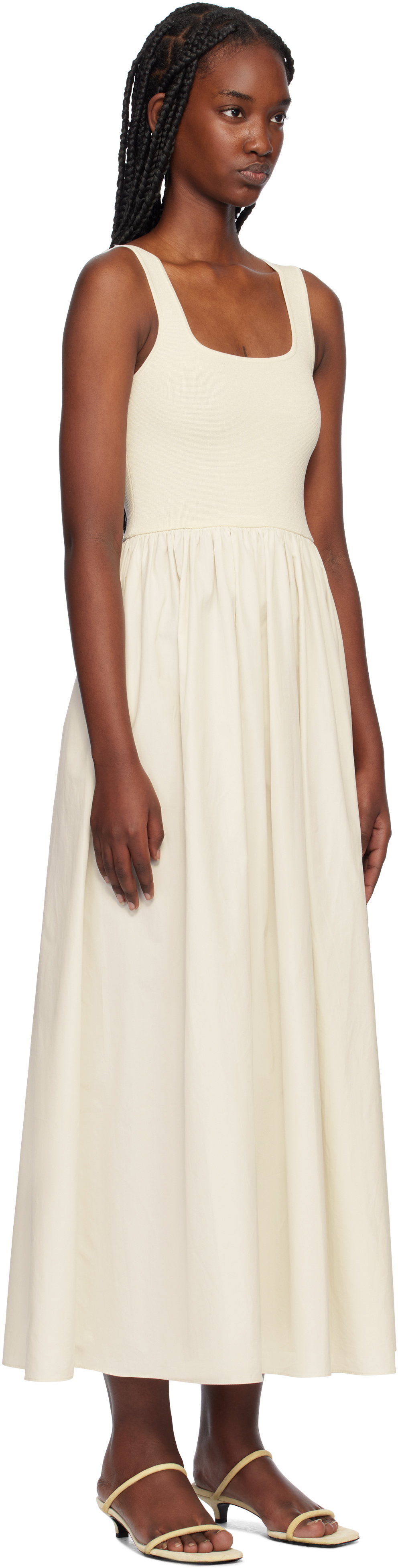 Matteau Off-White Knit & Cotton Midi Dress Matteau