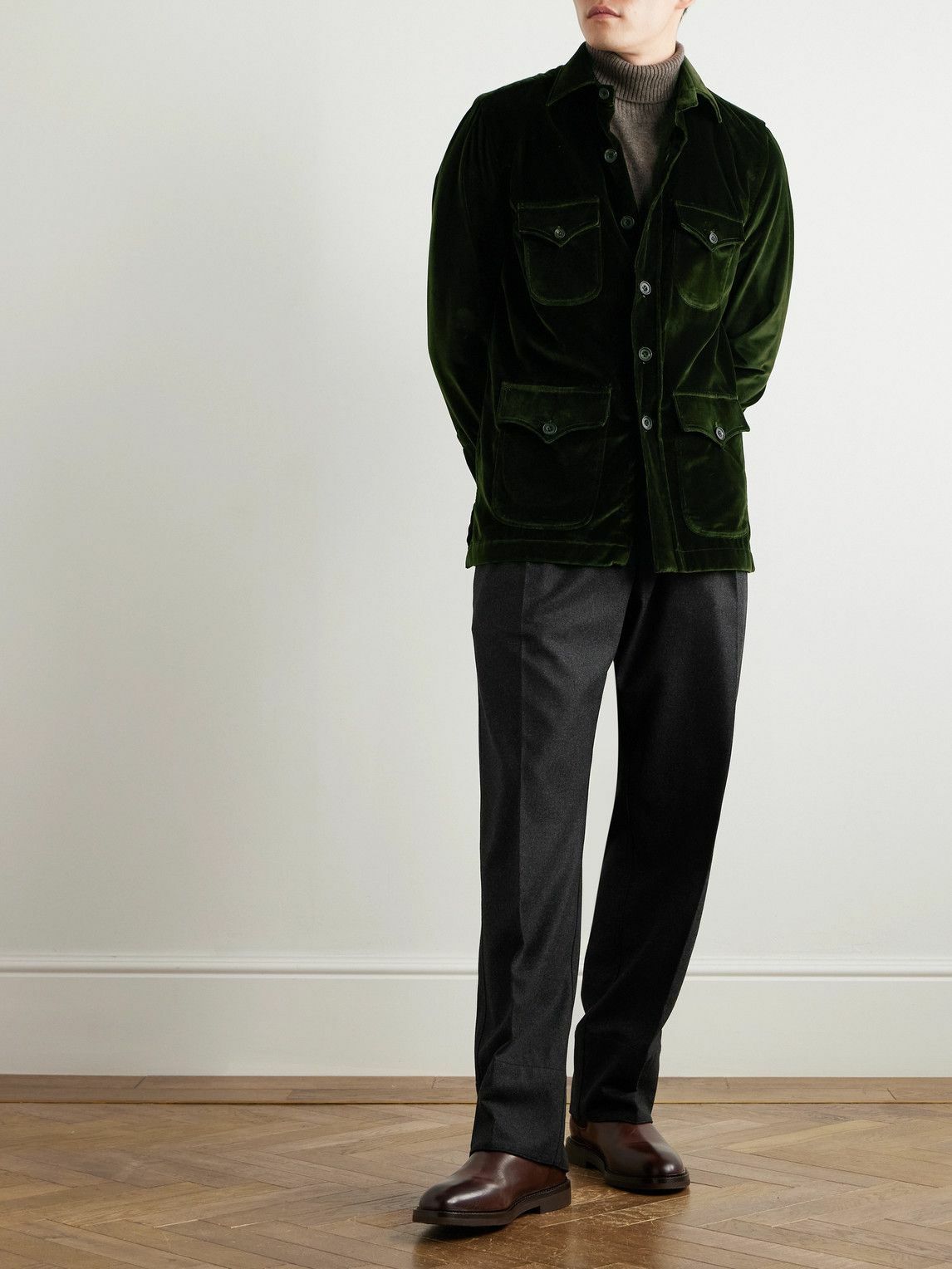 Rubinacci - Sahariana Cotton-Velvet Jacket - Green Rubinacci