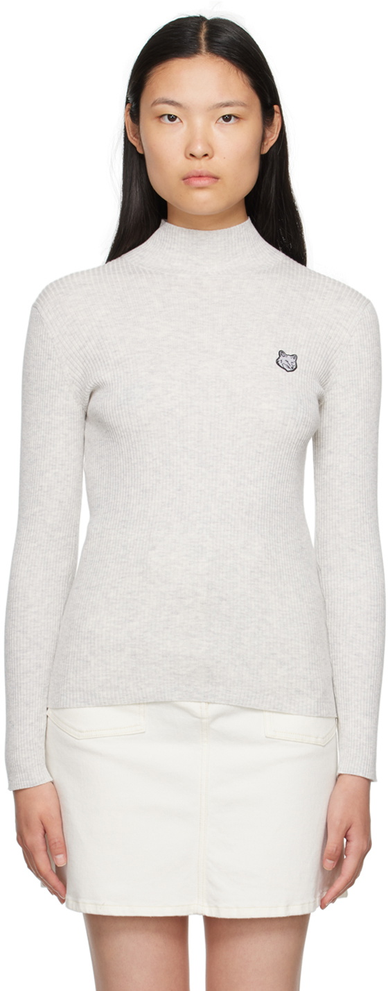 Maison Kitsuné Gray Bold Fox Head Turtleneck Maison Kitsune