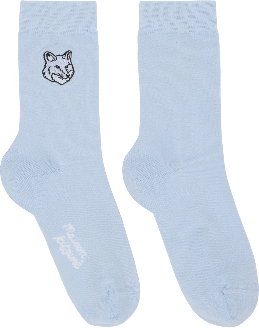 Maison Kitsuné Blue Bold Fox Head Socks Maison Kitsune