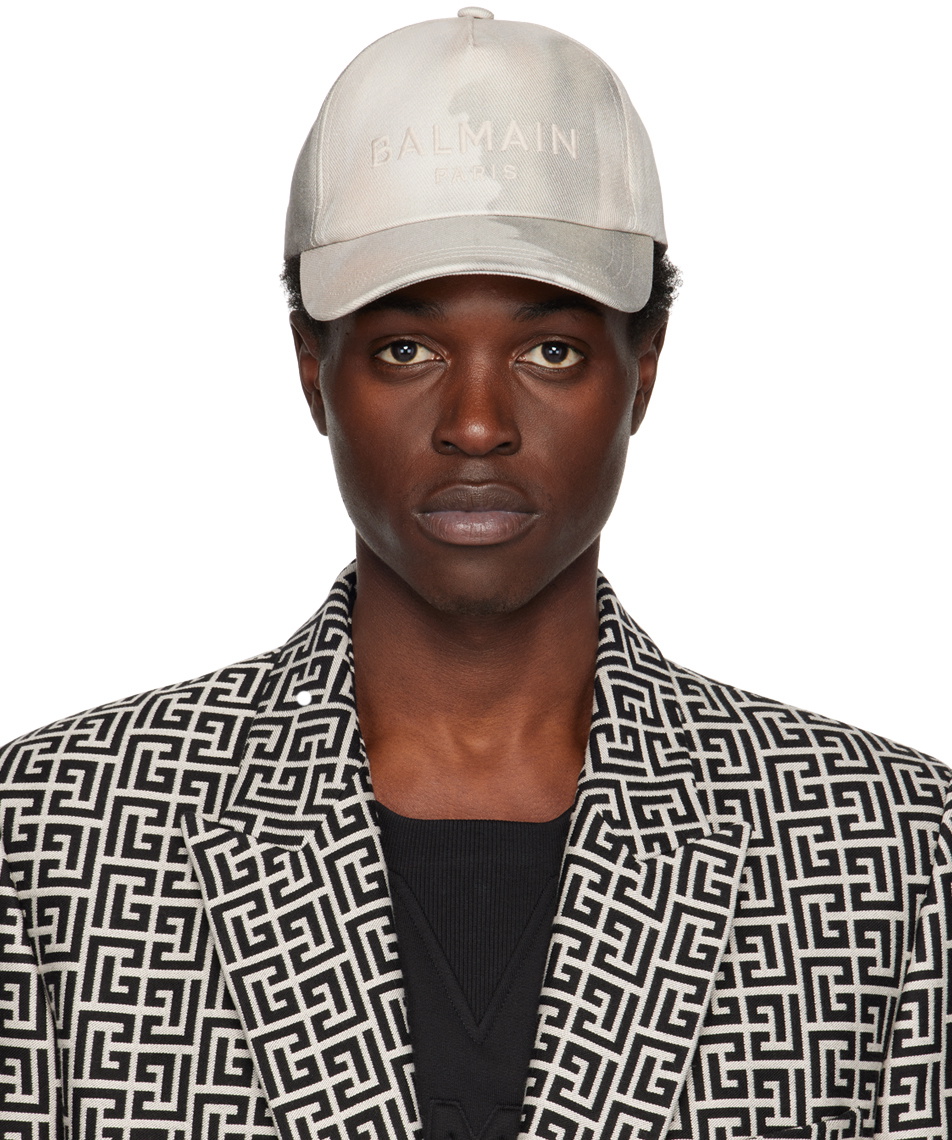 Balmain Gray Embroidered Cap Balmain