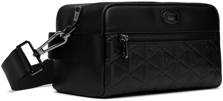 Lacoste Black Leather Monogram Print Bag Lacoste