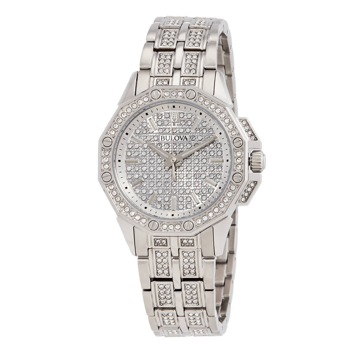 Bulova Octava Quartz Crystal Silver Dial Ladies Watch 96L305 Bulova