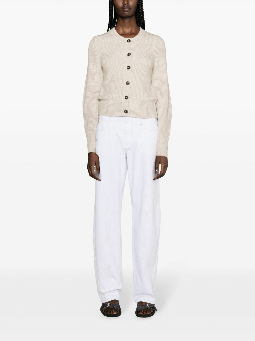 ISABEL MARANT Neutral Laurine Rib Knit Cardigan Isabel Marant