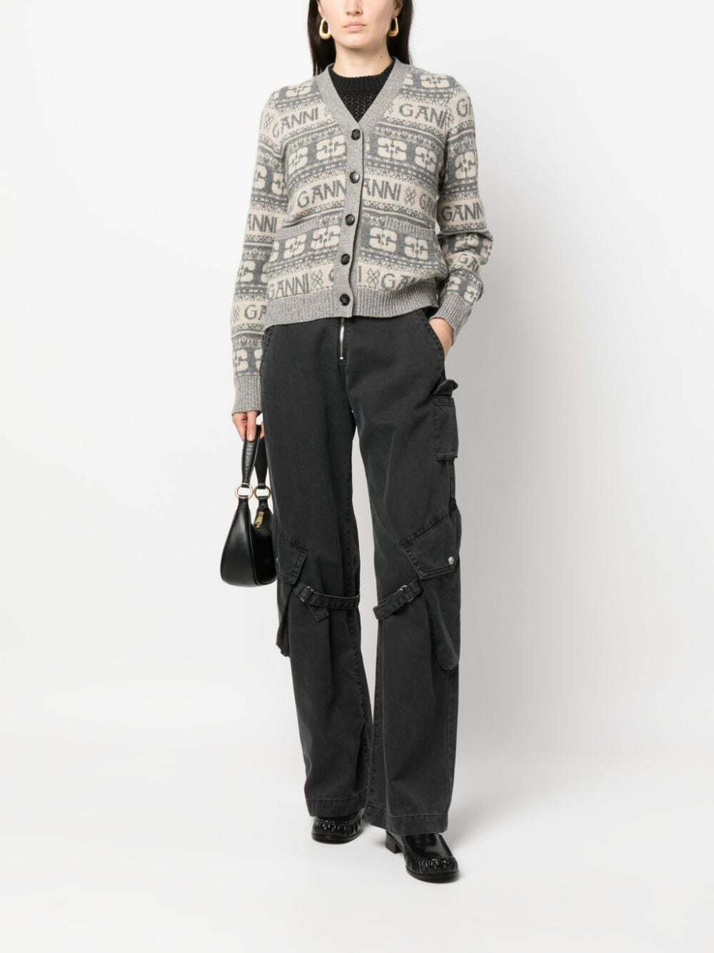 GANNI - Logo Wool Blend Cardigan GANNI