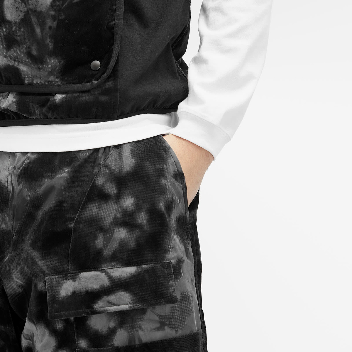 Y-3 Men's AOP Flock Nylon Shell Pants in Grey Y-3