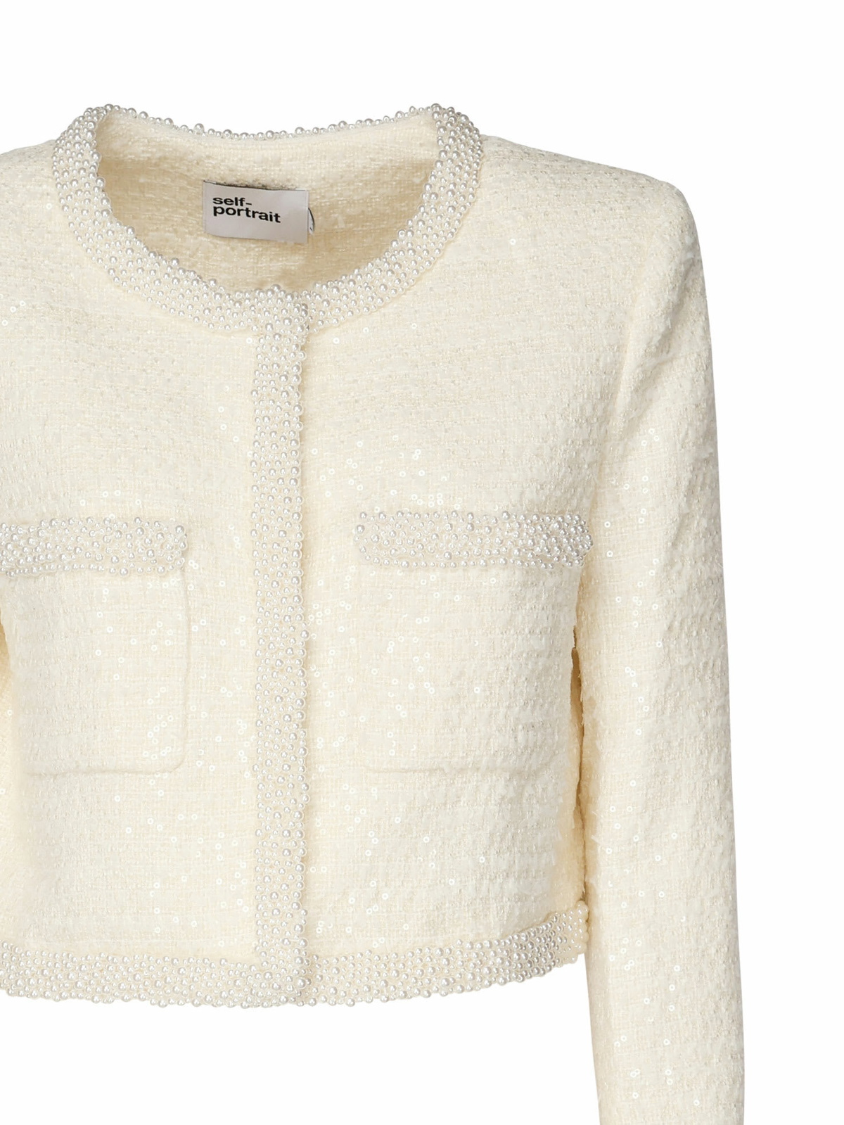 self-portrait Self Portrait Tweed Jacket With Shimmering Appliqués Self ...