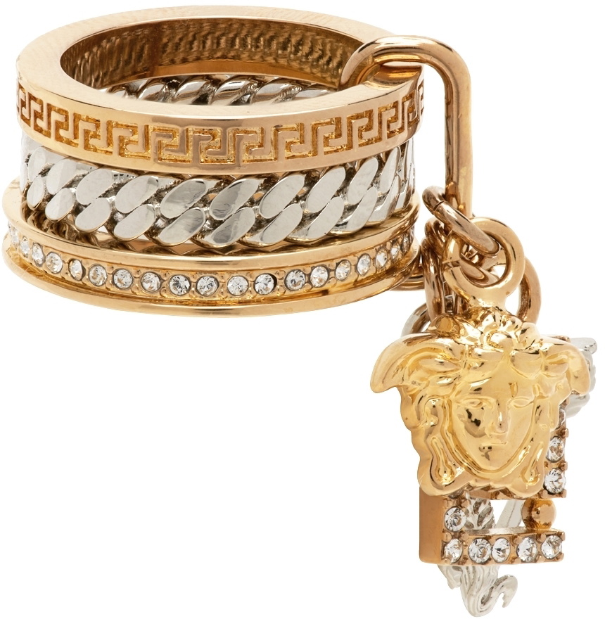 Versace Gold & Silver Charms Ring Versace