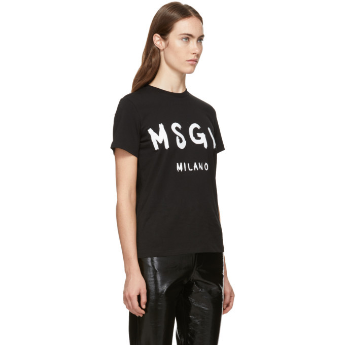 MSGM Black Milano Logo T-Shirt MSGM