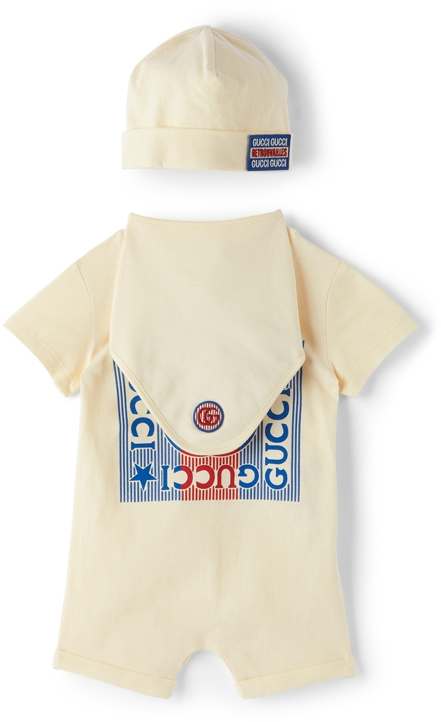 Gucci Baby Yellow Logo Three-Piece Set Gucci