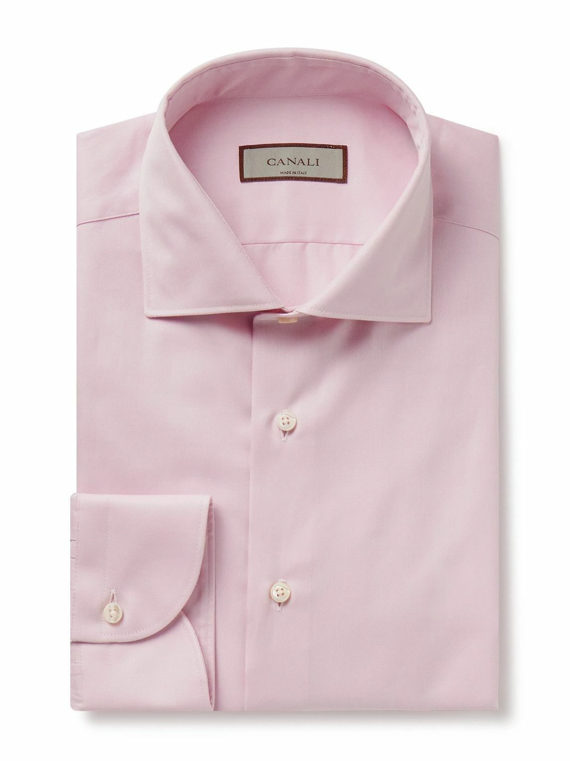 Canali - Slim-Fit Cutaway-Collar Cotton-Twill Shirt - Pink Canali