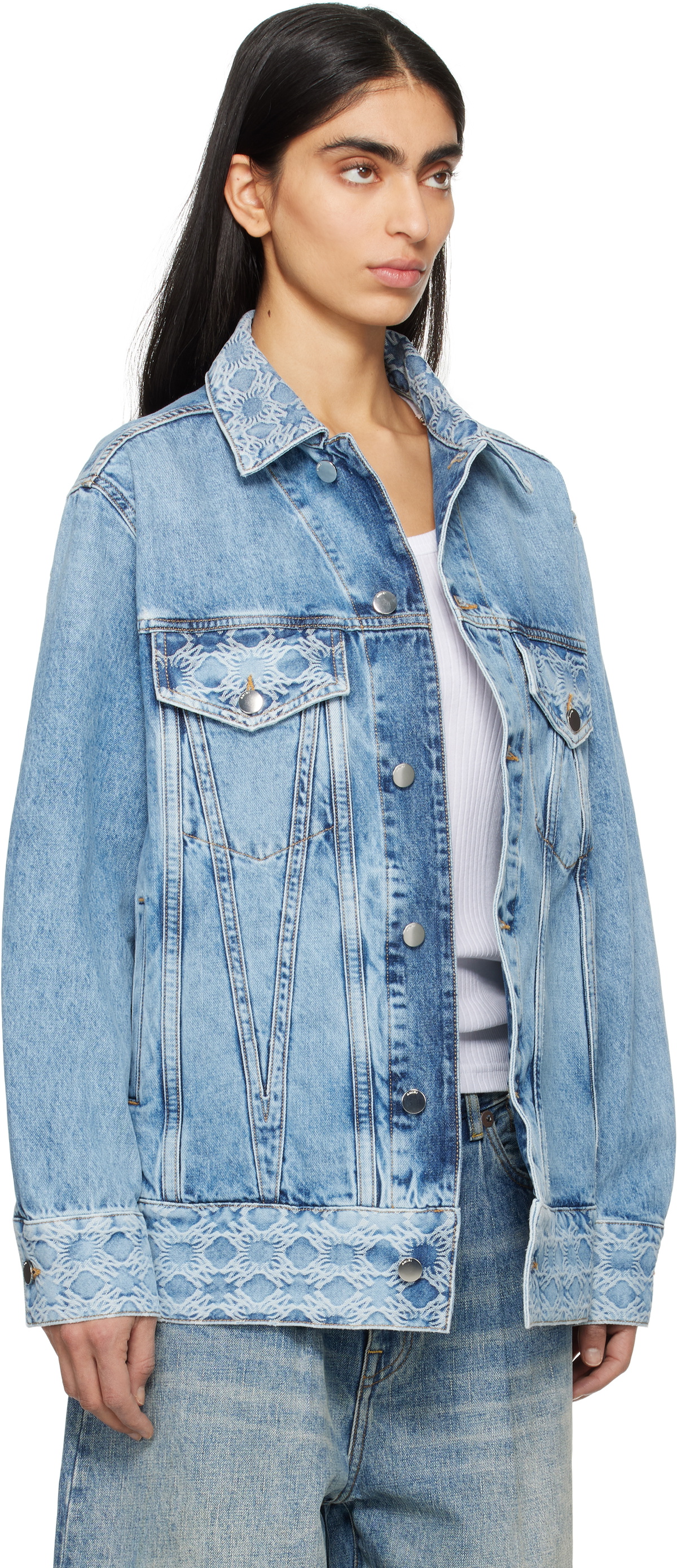 AMIRI Blue MA Quad Jacquard Trucker Denim Jacket Amiri