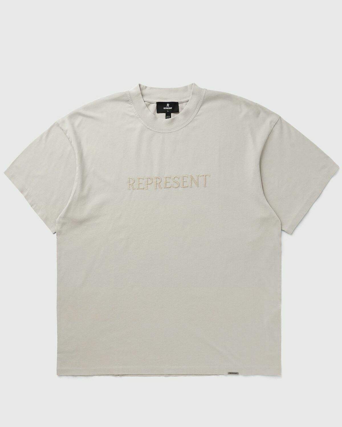 Represent Embroidered Serif Logo T-Shirt Grey Mens Shortsleefe Represent