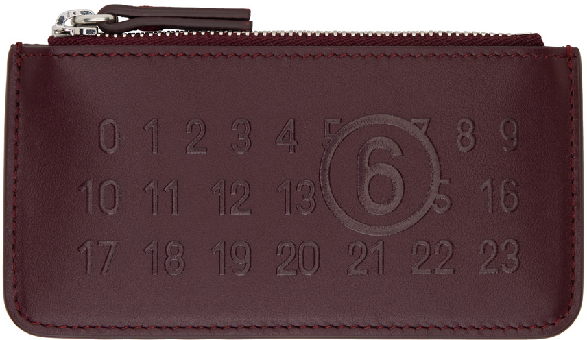 MM6 Maison Margiela Burgundy Numeric Card Holder MM6 Maison Margiela