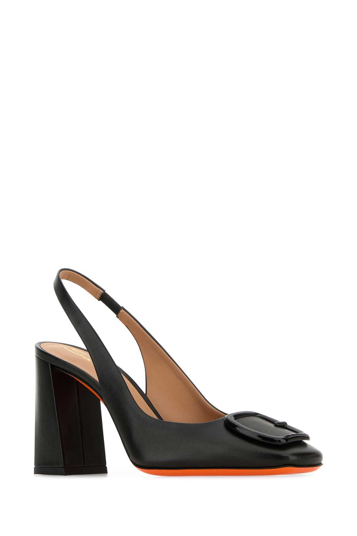 Santoni Black Leather Peaches Pumps Santoni