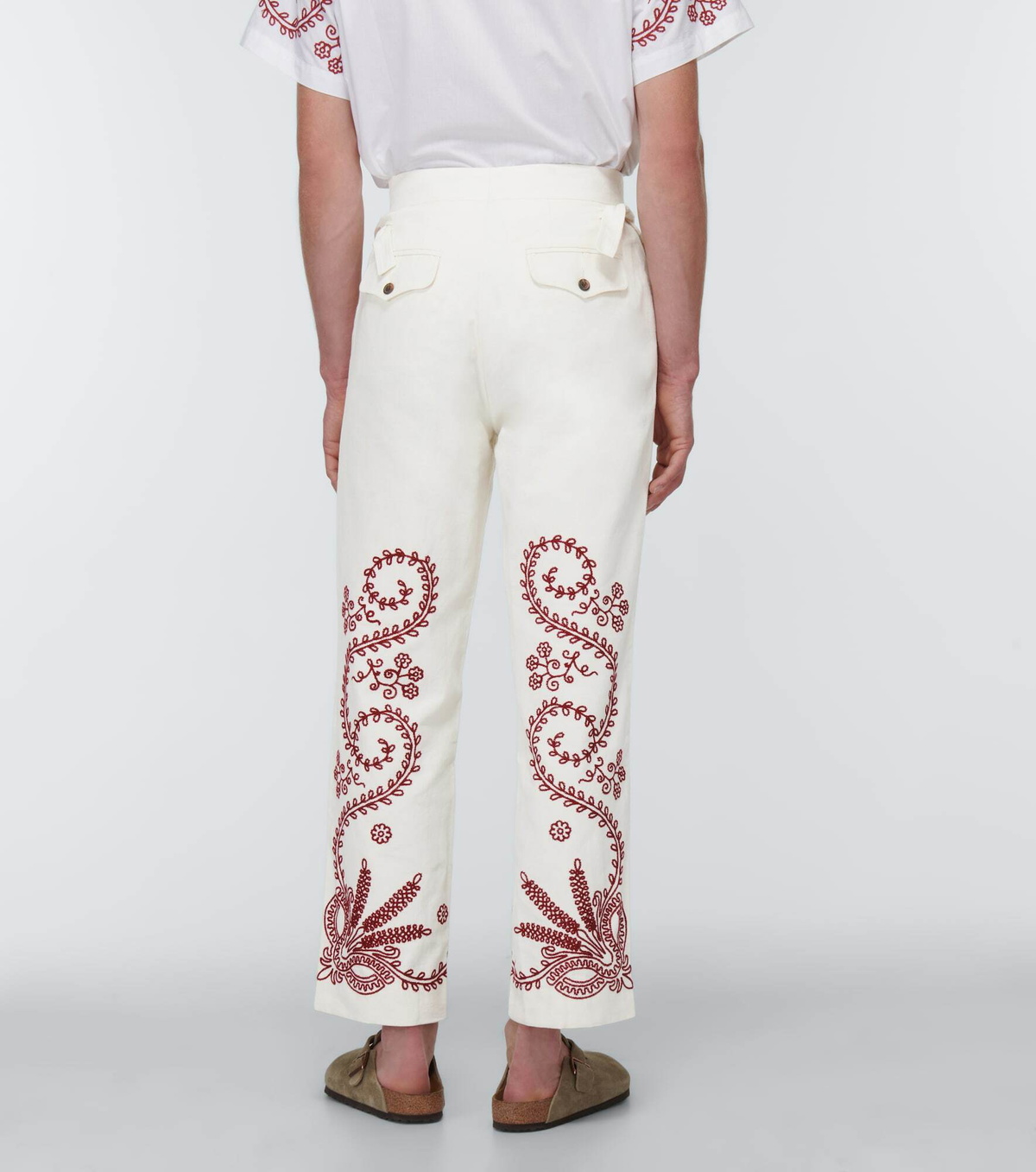 Bode - Pilea embroidered cotton pants Bode