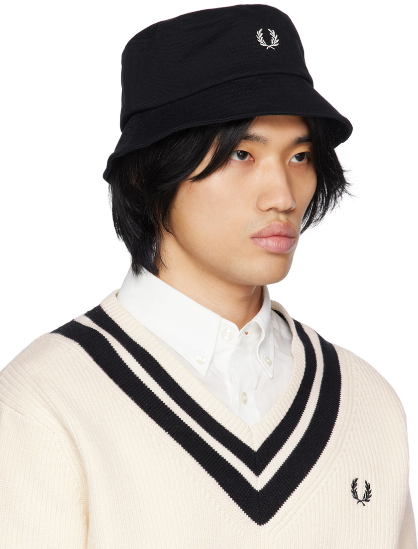 Fred Perry Black Embroidered Bucket Hat Fred Perry