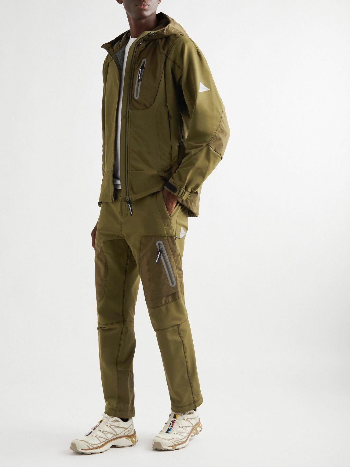 And Wander - Straight-Leg Belted Stretch-Shell Trousers - Green and Wander