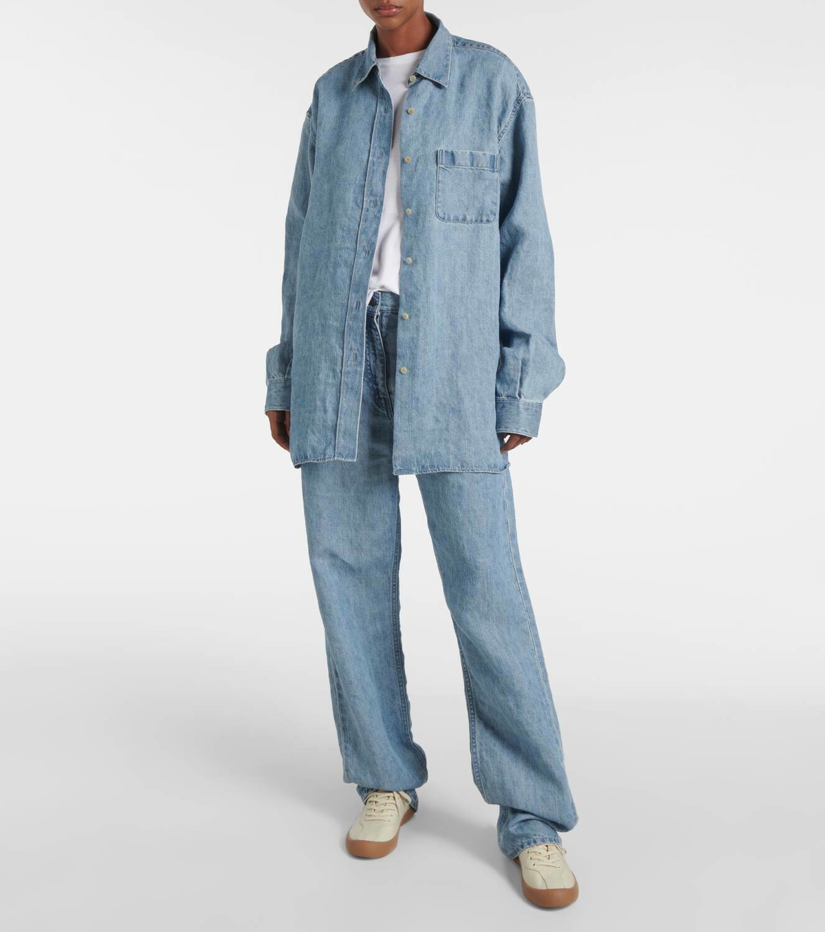 The Row Tarley mid-rise linen wide-leg jeans The Row