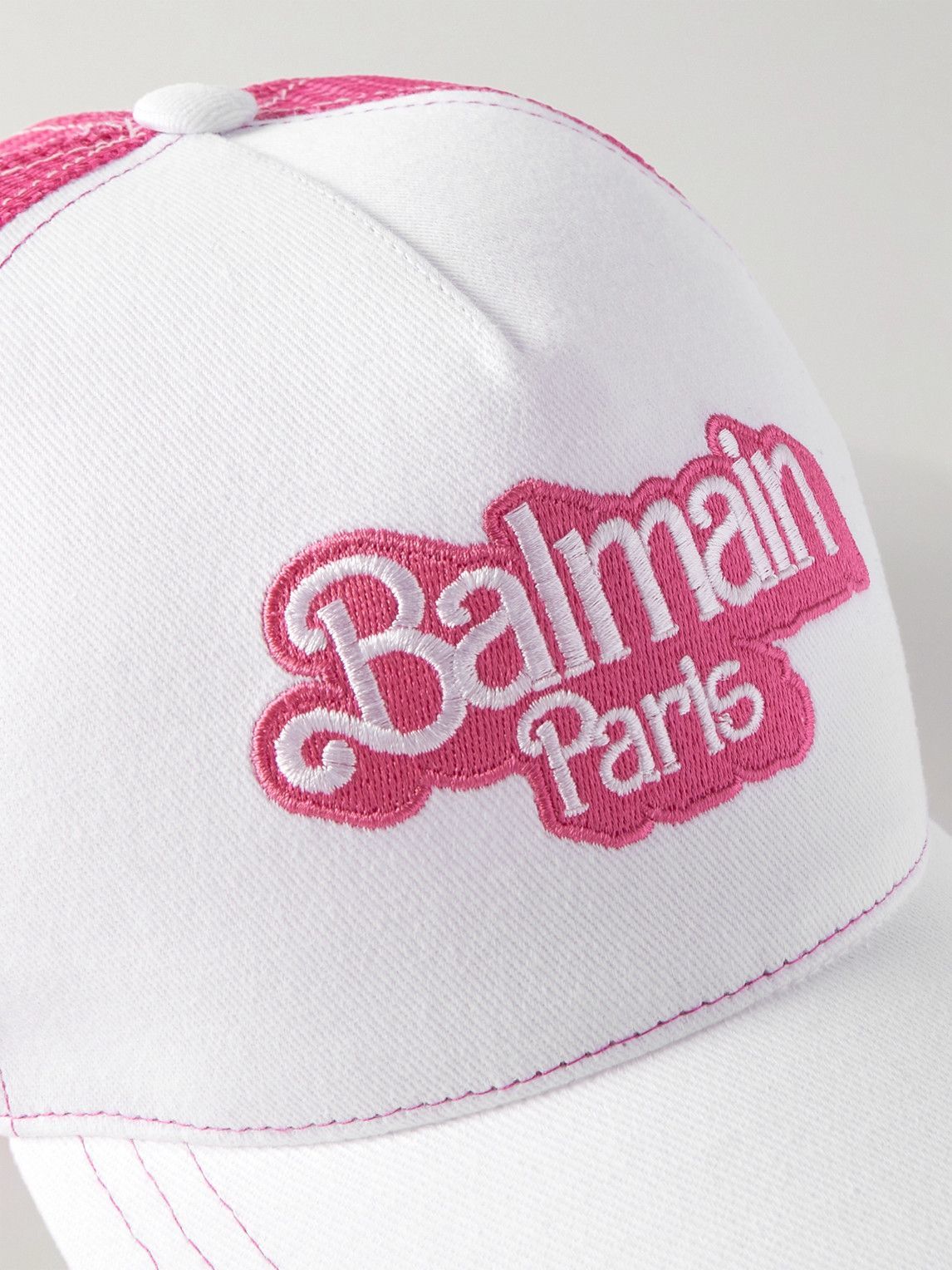 Balmain - Barbie Logo-Embroidered Cotton-Twill and Mesh Trucket Hat Balmain
