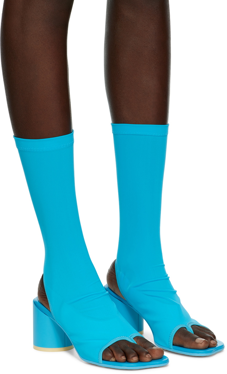 MM6 Maison Margiela Blue Open Toe Sock Heels MM6 Maison Margiela