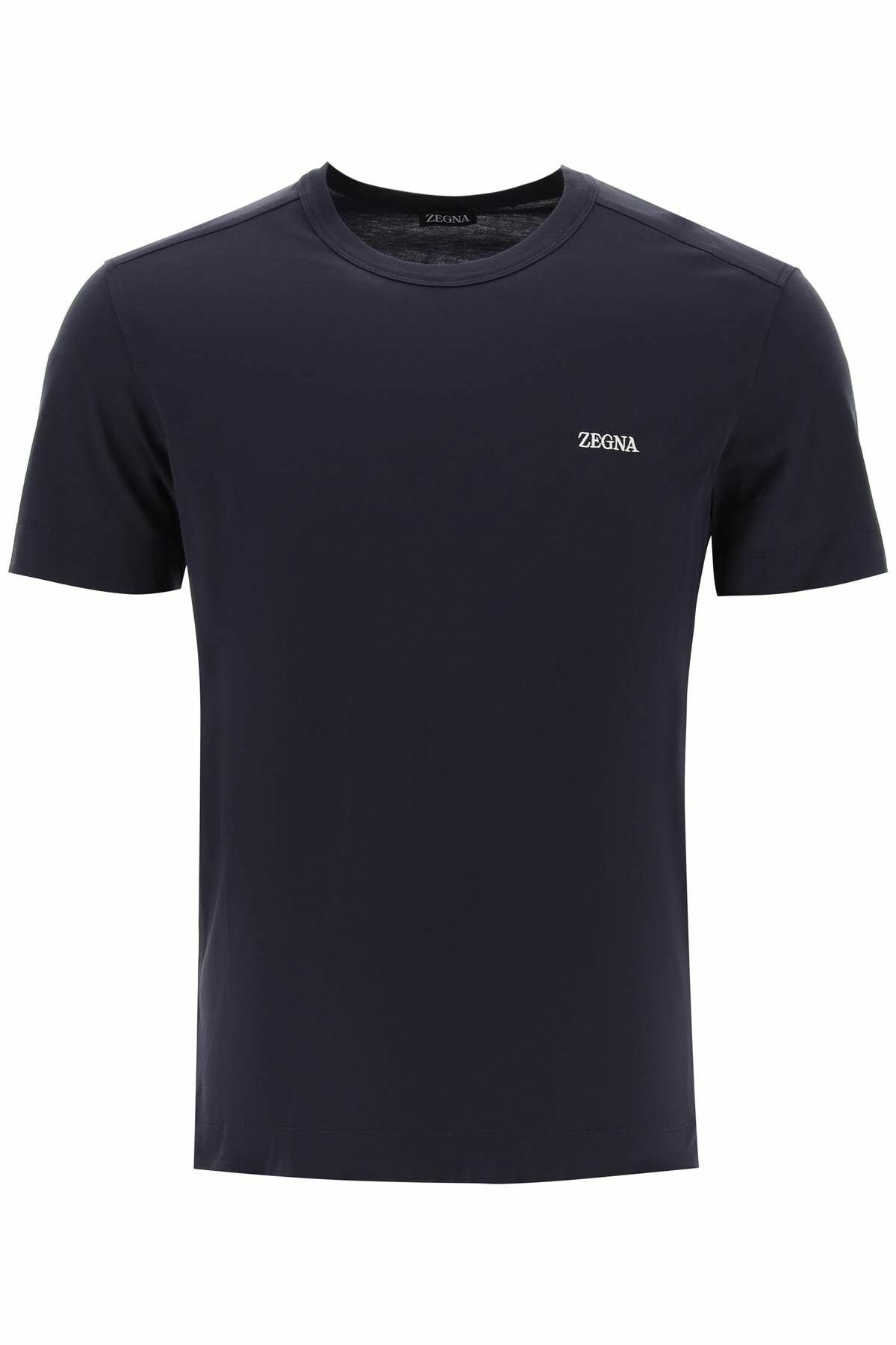 ZEGNA crew-neck sweater with logo embroidery Blue Zegna