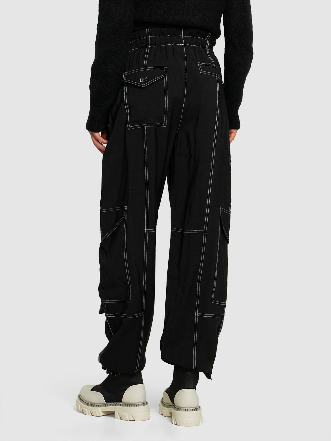 GANNI - Slubbed High Waisted Cargo Pants GANNI