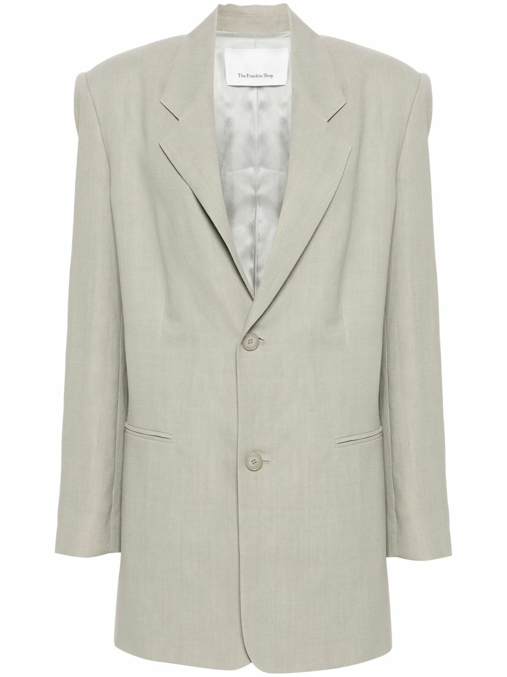 The Frankie Shop Neutral Twill Single-Breasted Blazer The Frankie Shop