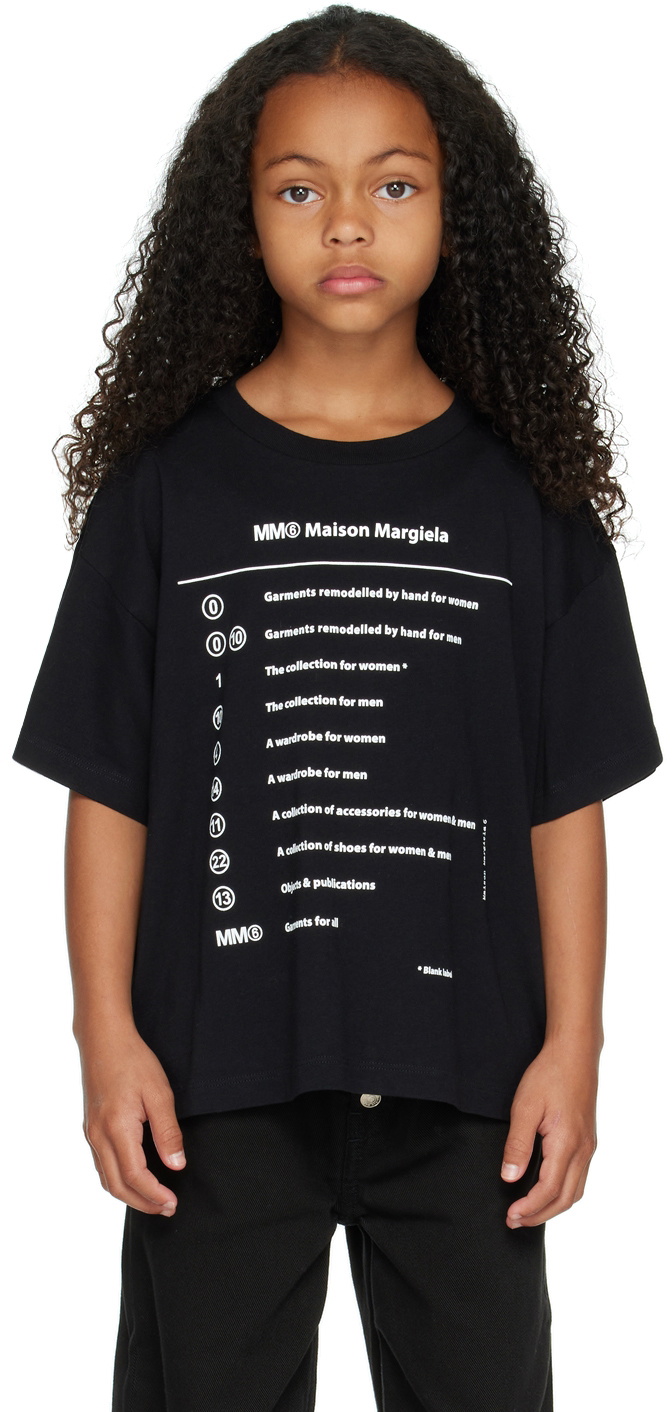 MM6 Maison Margiela Kids Black Print T-Shirt MM6 Maison Margiela