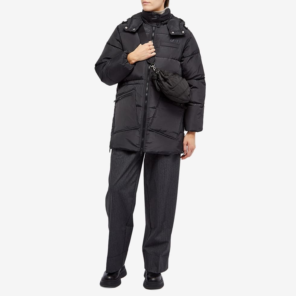 GANNI Women's Tech Puffer Oversized Midi Coat in Phantom GANNI