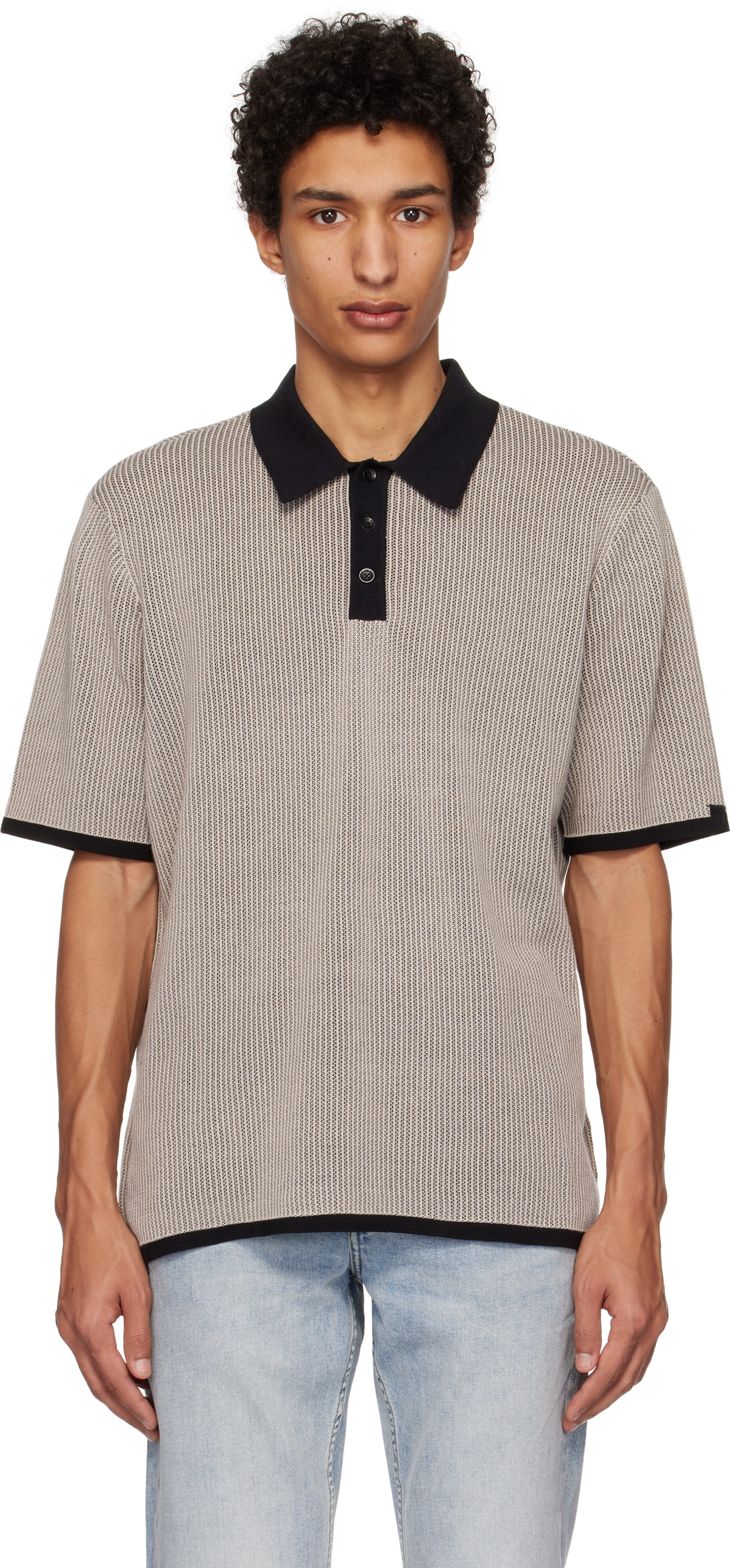 rag & bone Taupe Harvey Knit Polo Rag and Bone