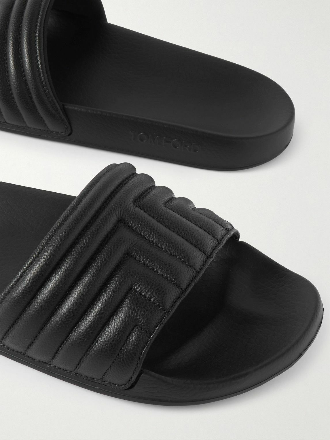 TOM FORD - Harris Quilted Leather Slides - Black TOM FORD
