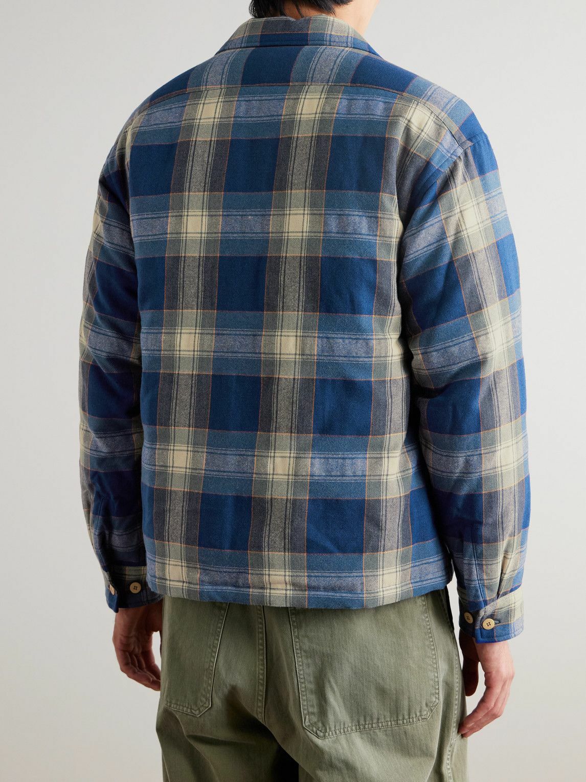 Visvim - Keesey Checked Wool and Linen-Blend Flannel Down Jacket - Blue ...