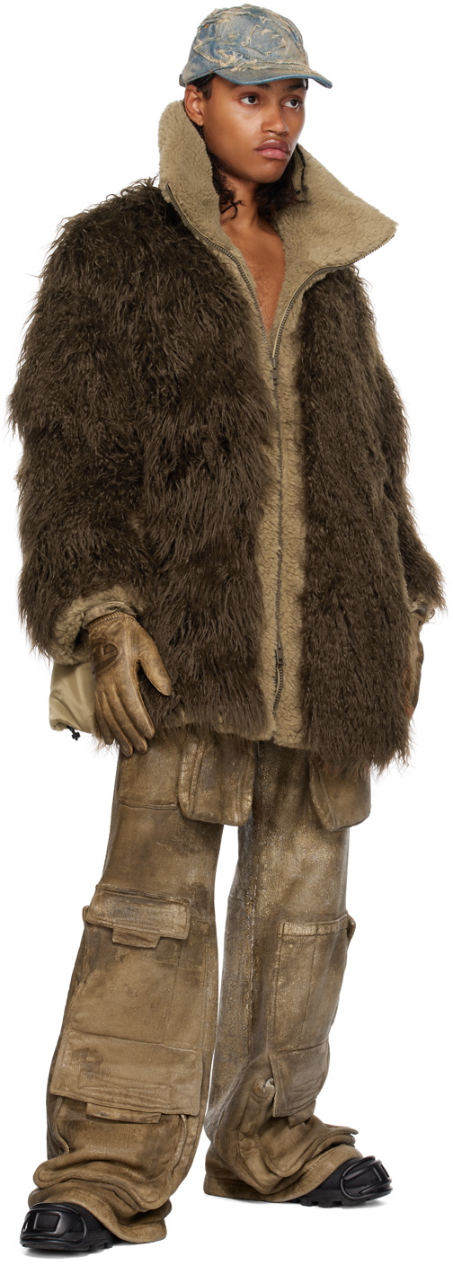 Diesel Beige W-Becca Faux-Fur Jacket Diesel