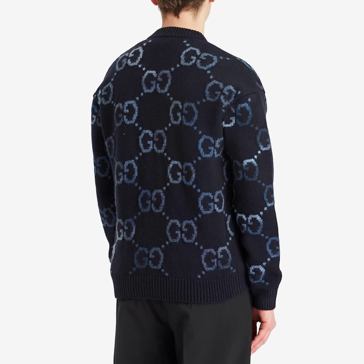 Gucci Men's Jumbo GG Wool Cardigan in Navy Gucci