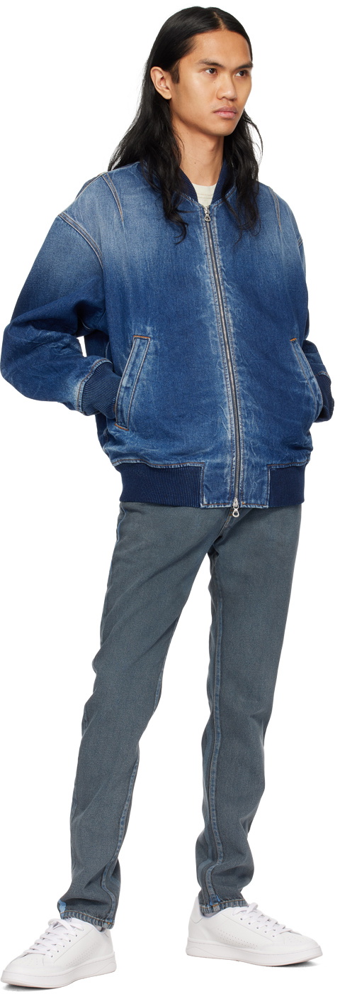 Diesel Blue D-Vinz Denim Bomber Jacket Diesel